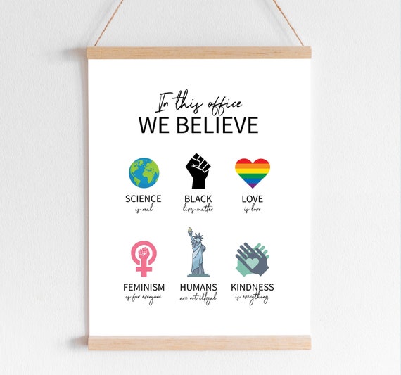 In This Office We Believe Equality Wall Art Office - Etsy