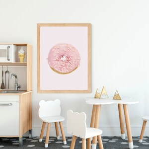 Girls Nursery Wall Art, Pink Donut Poster on Blush Background for ...