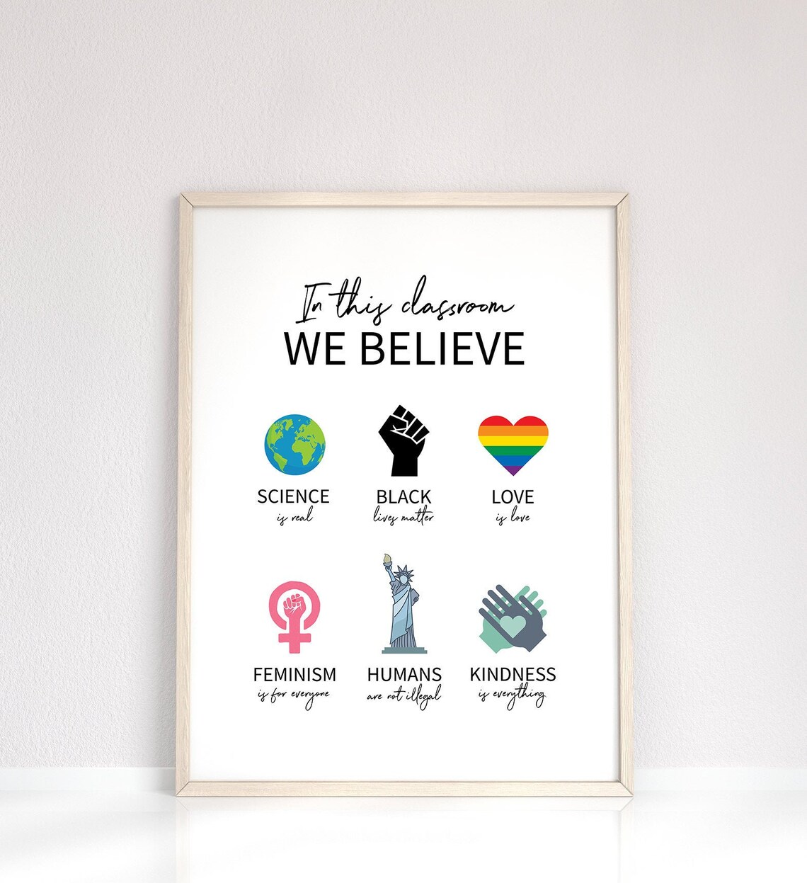 In This Classroom We Believe Equality Wall Art Educational - Etsy