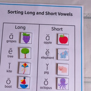 Learning Vowels, Busy Book Printable, Long and Short Vowels Worksheet ...