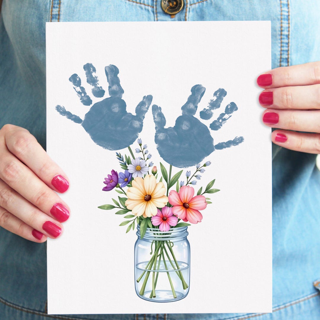Handprint Flower Bouquet Keepsake: DIY Mason Jar Art (digital File) - Etsy