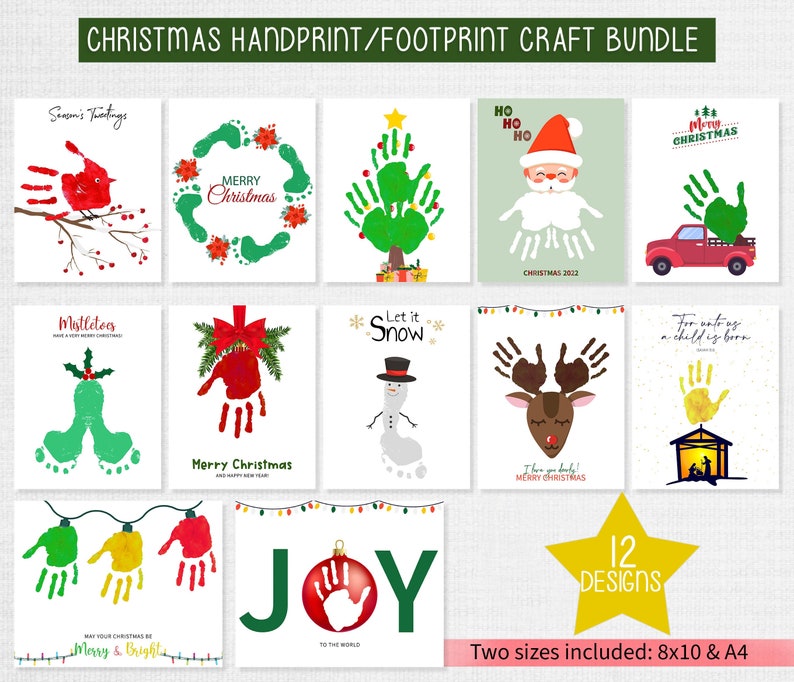 Holidays Handprint Craft Printable DIY Christmas Art - Etsy