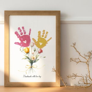 Mother's Day Craft Handprint Art, Handmade With Love Roses Bouquet for ...