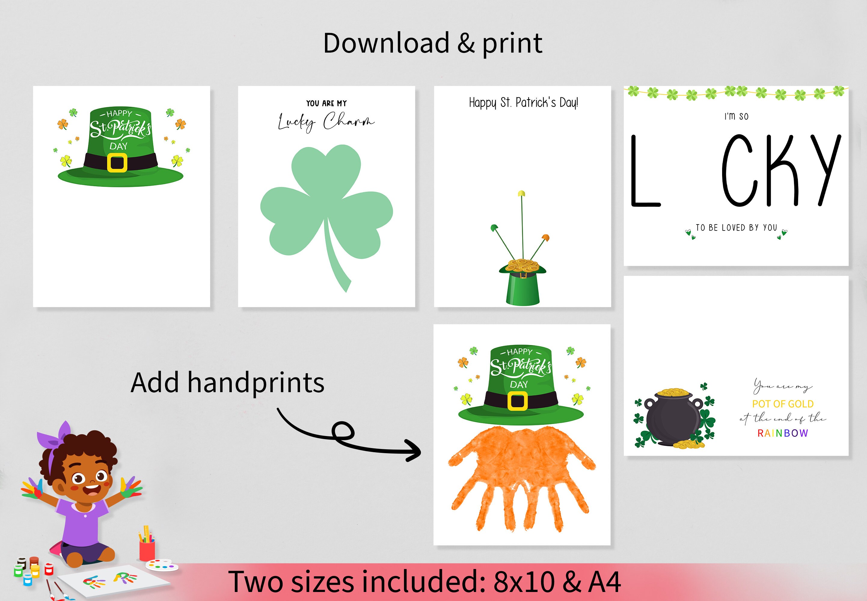 St Patrick's Day Craft Bundle DIY Handprint Template - Etsy