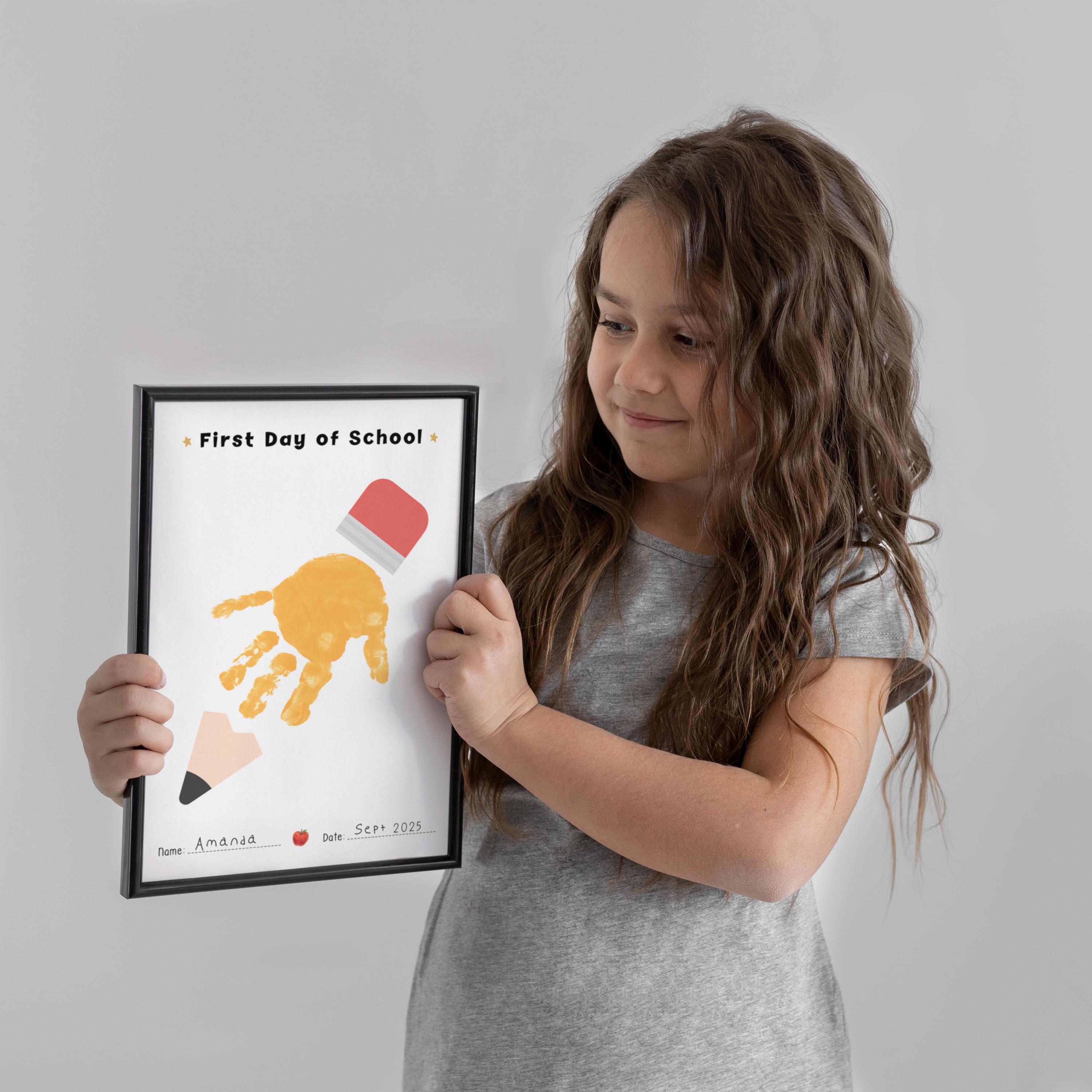 First Day of School Handprint Art: Pencil Keepsake (digital Download ...