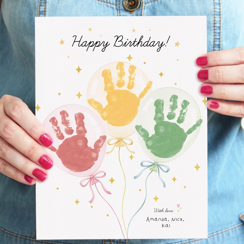 Birthday Handprint Balloon Keepsake: DIY Kids Art (digital File) - Etsy
