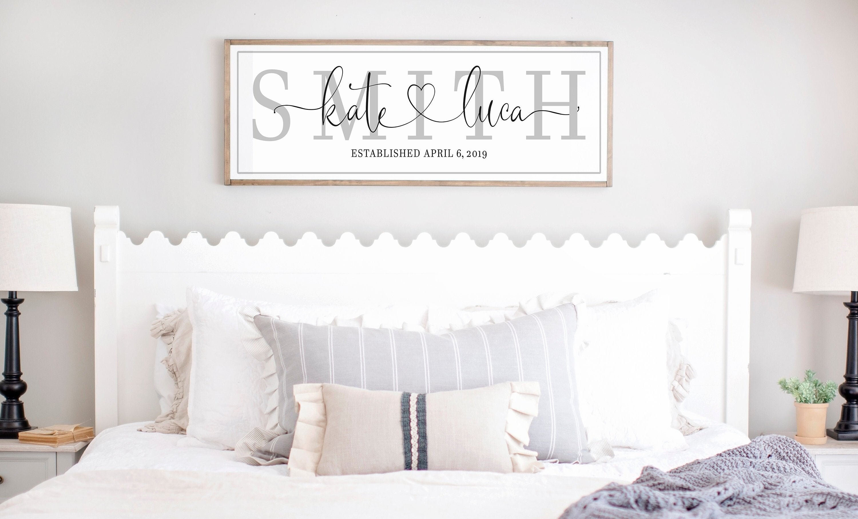 Personalized Above Bed Sign Custom Wedding Gift Couple Last - Etsy