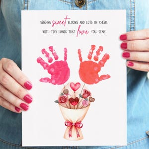Valentine Handprint Bouquet | “sweet Love” Printable Flower Art | Kids ...