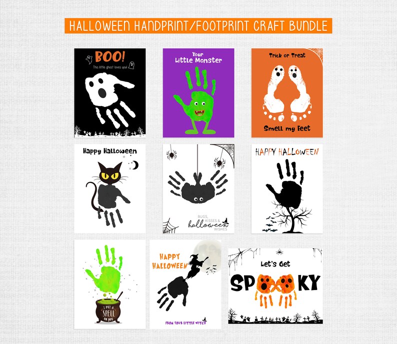 Halloween Handprint Footprint Craft Bundle DIY Keepsake Kids - Etsy