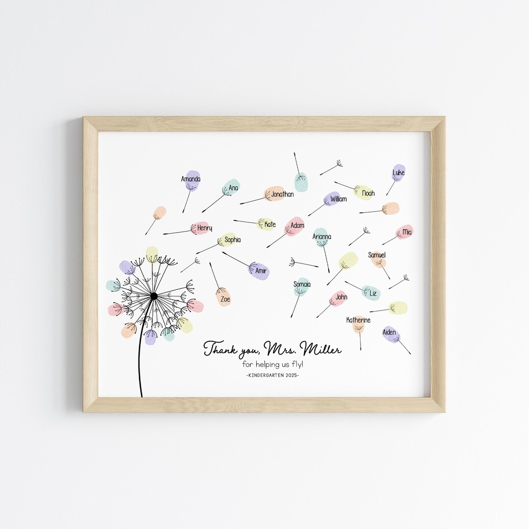 Custom Teacher Gift From Students | Personalized Fingerprint Dandelion ...