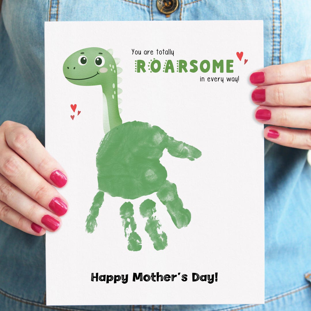 Dinosaur Handprint Craft for Kids | Mother's Day Gift From Son or ...