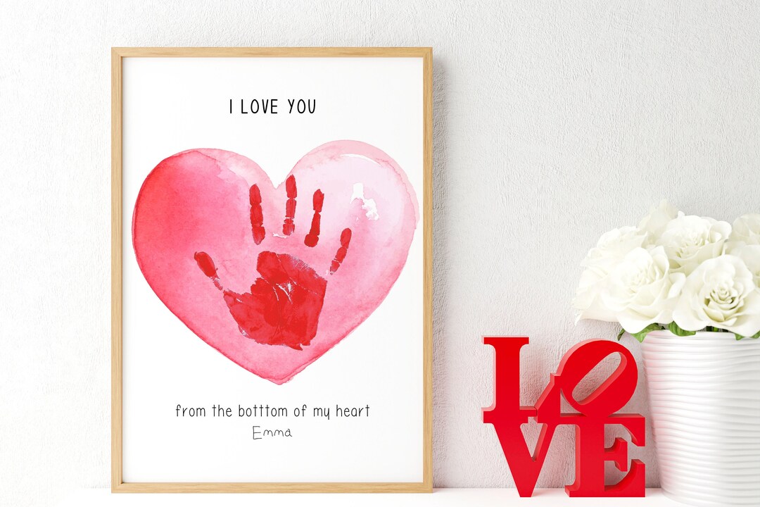 Valentine's Day Craft, DIY Handprint Art, Heart Footprint, Valentine ...