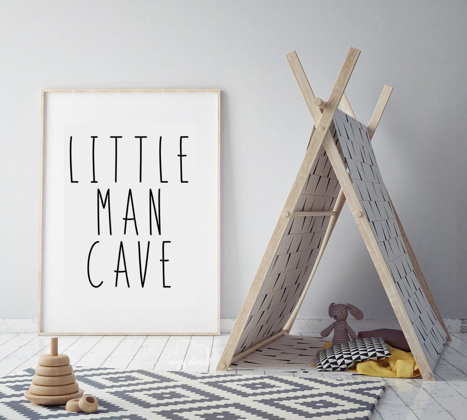 Little Man Cave Wall Art Minimalist Kids Quote Print for | Etsy