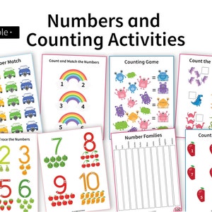 Homeschool Printables, Educational Activity, Numbers Worksheet Bundle ...