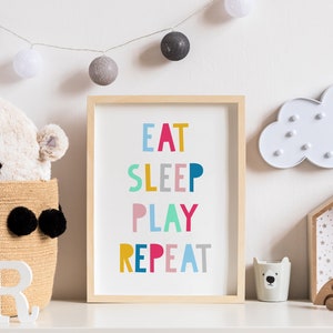 Eat Sleep Play Repeat Colorful Nursery or Playroom Print - Etsy