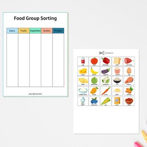 Food Groups Sorting Worksheet, Busy Book Printable, Homeschool Activity ...