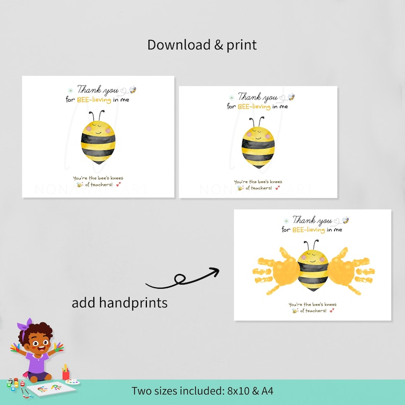 Bee Handprint Teacher Appreciation Gift: DIY Thank You Keepsake ...