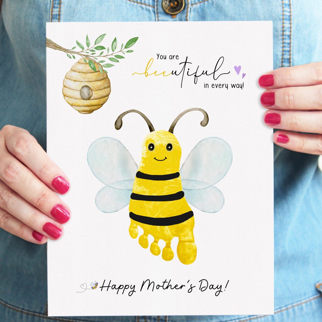 Mother's Day Bee Footprint Craft | DIY Gift for Mom Grandma Nana | You ...