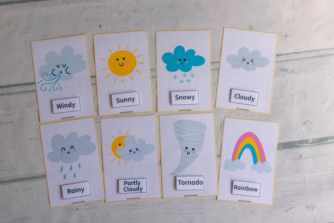 Weather Flash Cards, Montessori Three Part Cards, Busy Book Printable ...
