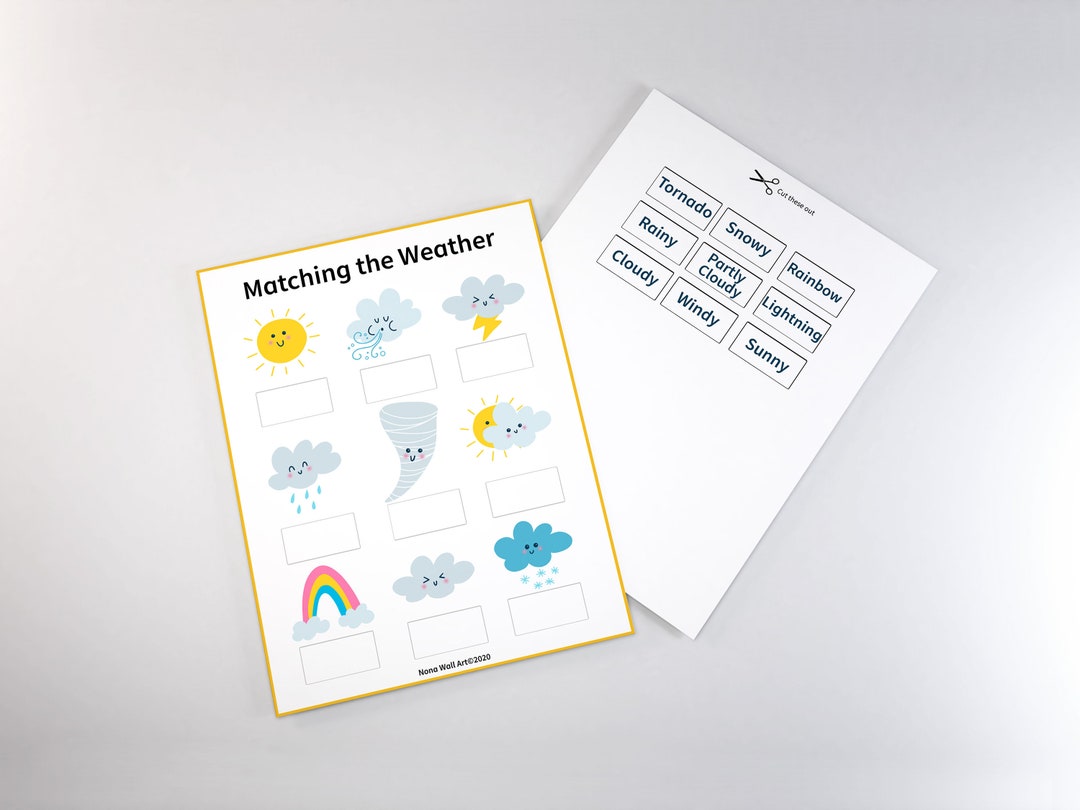 Matching the Weather Worksheet Busy Book Printable - Etsy