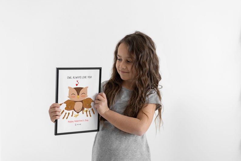 Valentine's Day Handprint Craft Owl Always Love You DIY - Etsy