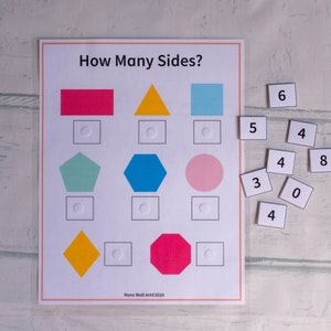 Shape Sides Counting Game: Homeschool Printable Worksheet (digital File ...