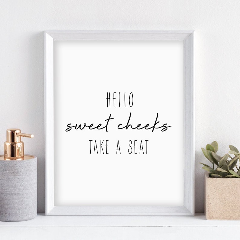 Funny Bathroom Wall Art Hello Sweet Cheeks Printable - Etsy