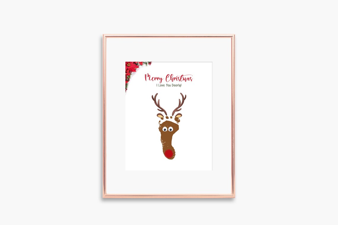 Reindeer Footprint Craft Printable DIY Christmas Art - Etsy
