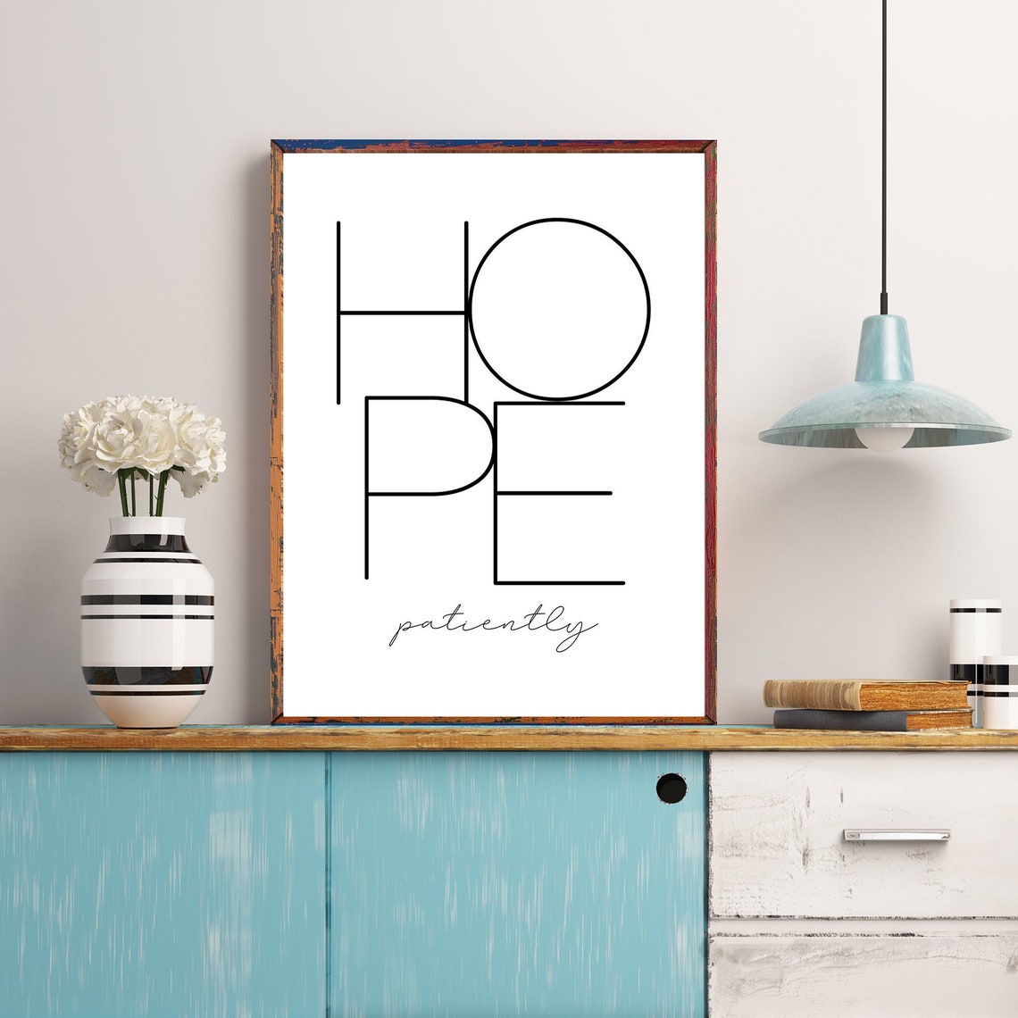 Hope Print Typography Minimalist Poster Scandinavian Wall | Etsy