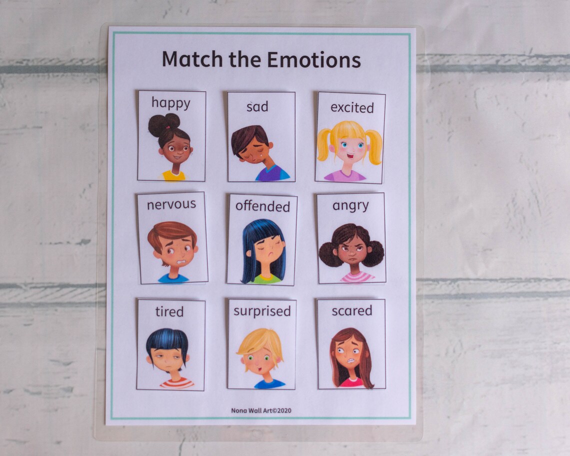 Busy Book Printable, Emotions Matching Game, Educational Worksheet ...