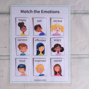 Busy Book Printable, Emotions Matching Game, Educational Worksheet ...