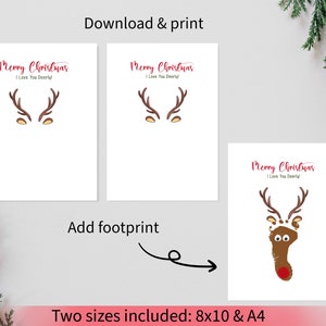 Reindeer Footprint Craft, Printable DIY Christmas Art, Footprint Art ...