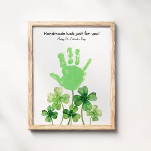 Handprint St. Patrick’s Day Printable | Lucky Clover DIY Craft (digital ...