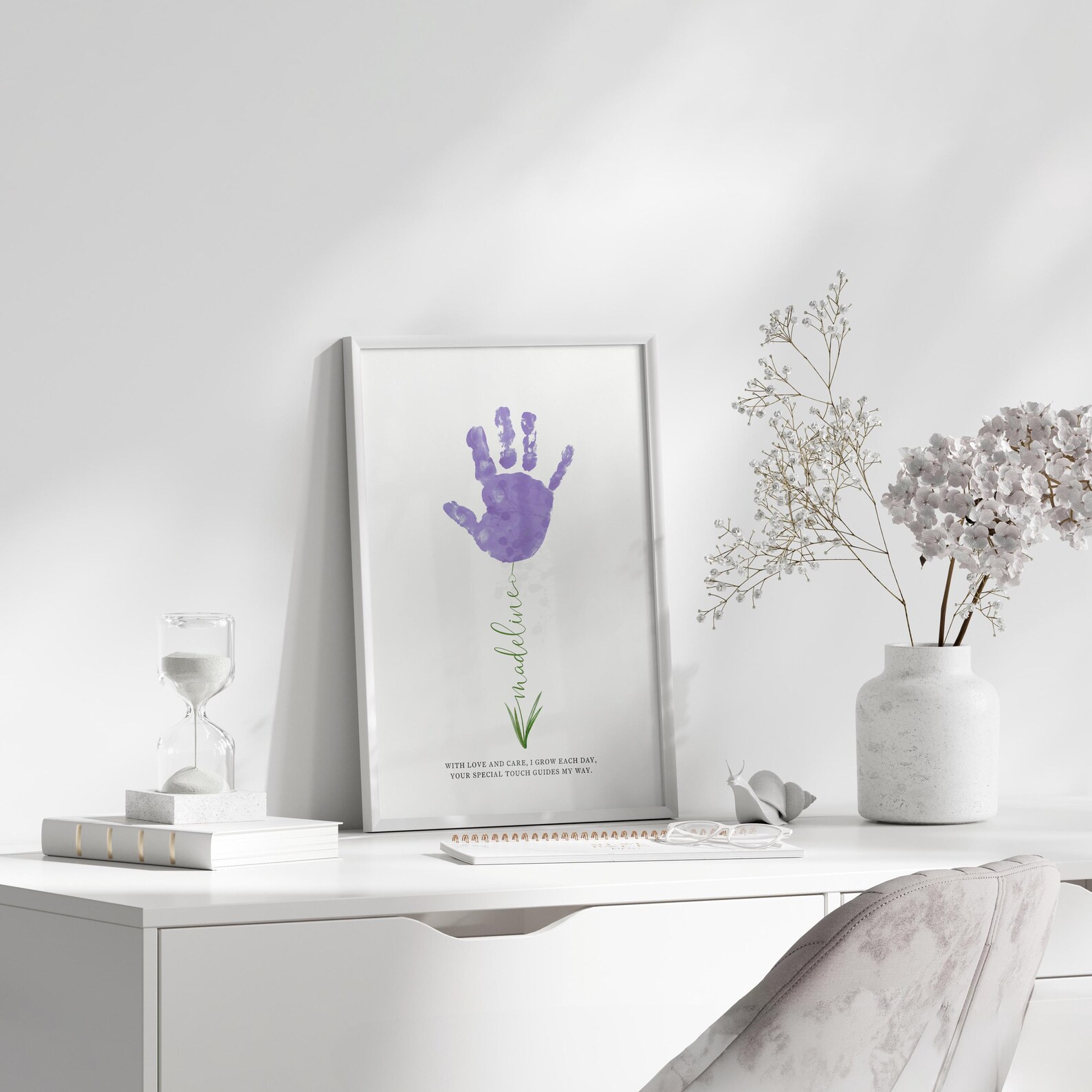 Personalized Handprint Flower Print: Custom Name Stem (digital File) - Etsy