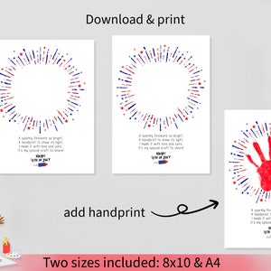 Firework Handprint Poem 4th of July DIY Craft USA - Etsy