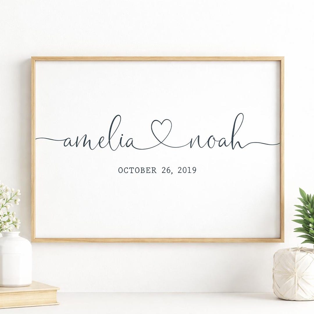 Custom Couple Name Sign Printable | Wedding Date Wall Art - Etsy