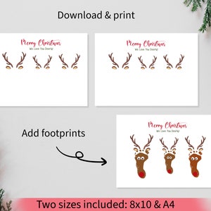 Reindeer Footprint Craft, Printable DIY Christmas Art, Footprint Art ...