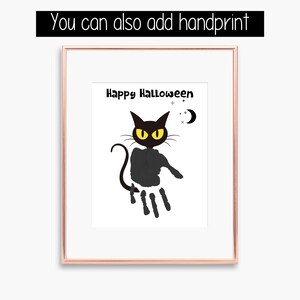 Happy Halloween Handprint Craft, Black Cat Footprint Art, Keepsake for ...