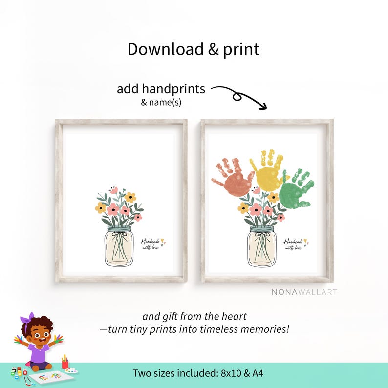 Handprint Flower Bouquet Printable | Mother's Day Keepsake - Etsy