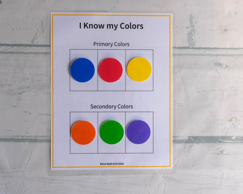 Primary & Secondary Color Sorting Worksheet Educational - Etsy