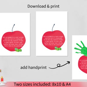 First Day of School Handprint Craft DIY Printable Apple - Etsy