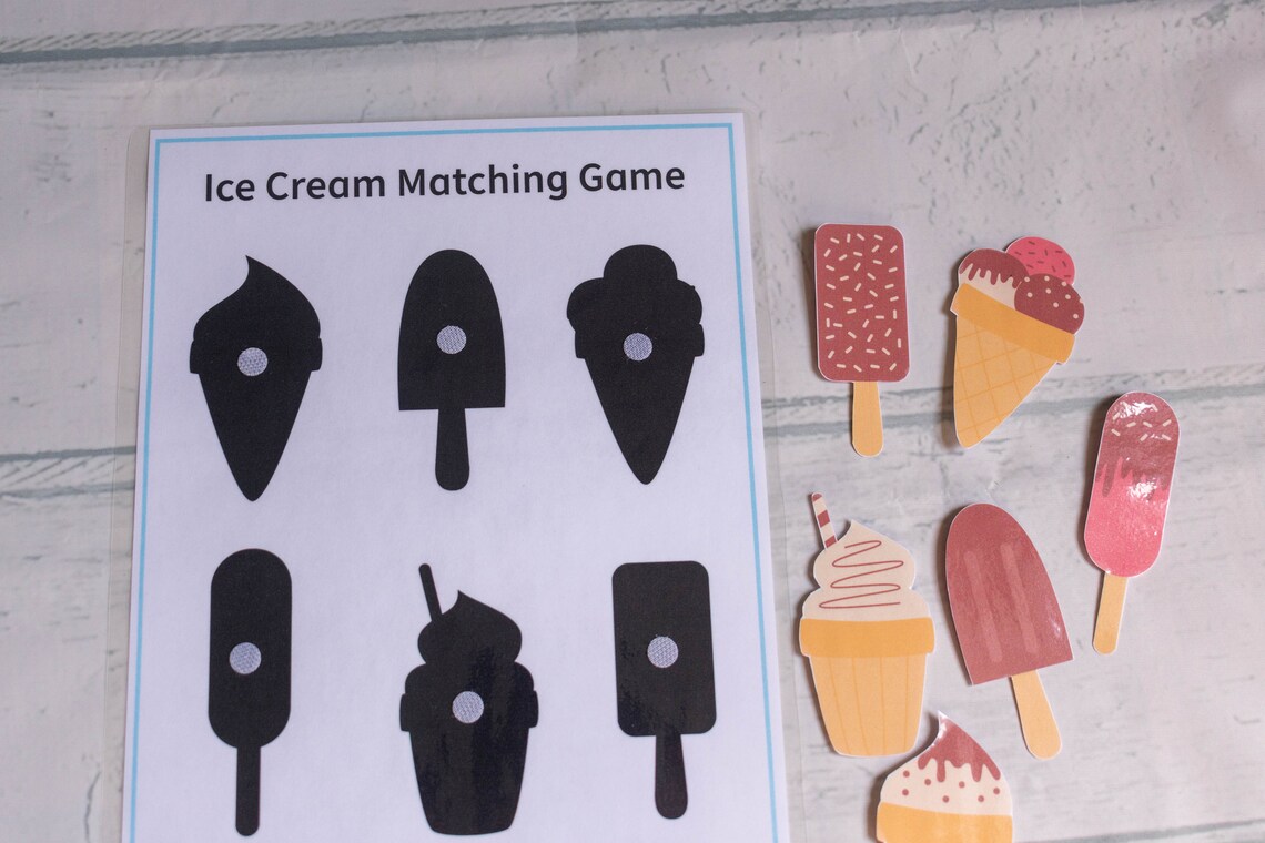 Educational Activity Ice Cream Matching Worksheet Homeschool | Etsy