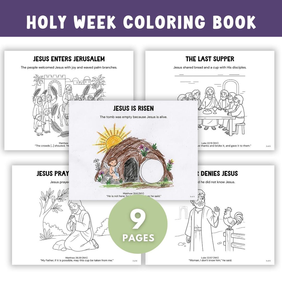Christian Easter Coloring Pages for Kids | Holy Week Bible Story ...