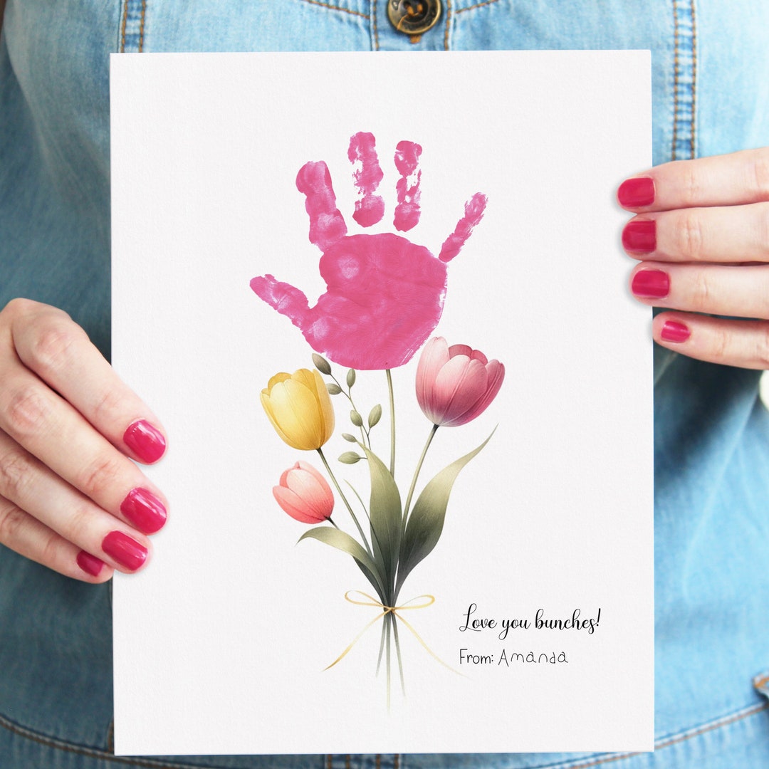 Mother's Day Craft Handprint Art, Love You Bunches Tulips Bouquet for ...