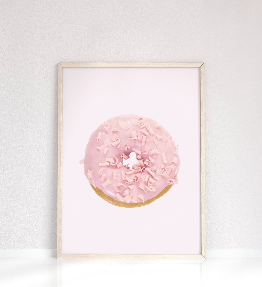 Girls Nursery Wall Art, Pink Donut Poster on Blush Background for ...