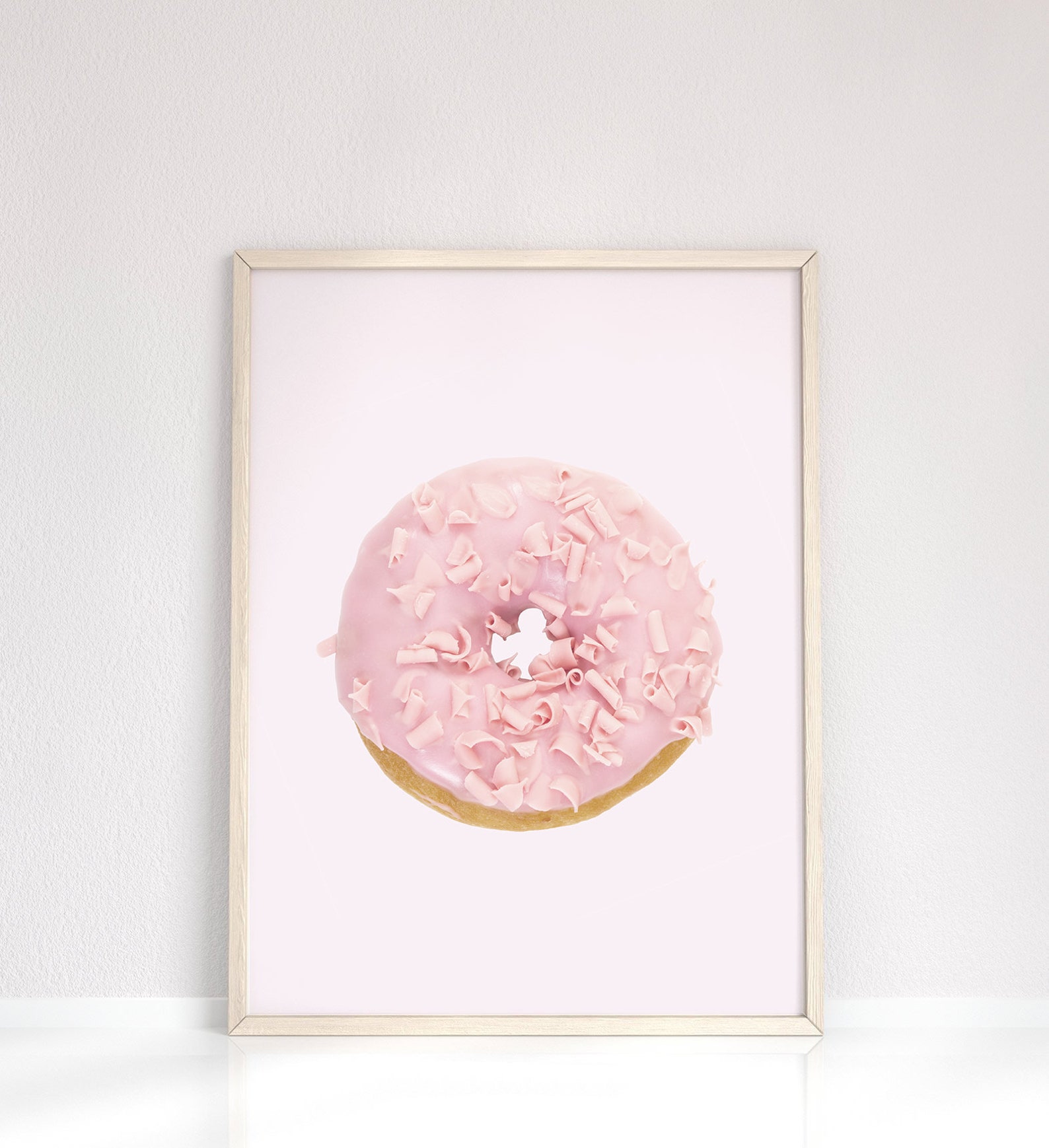 Girls Nursery Wall Art Pink Donut Poster on Blush Background | Etsy