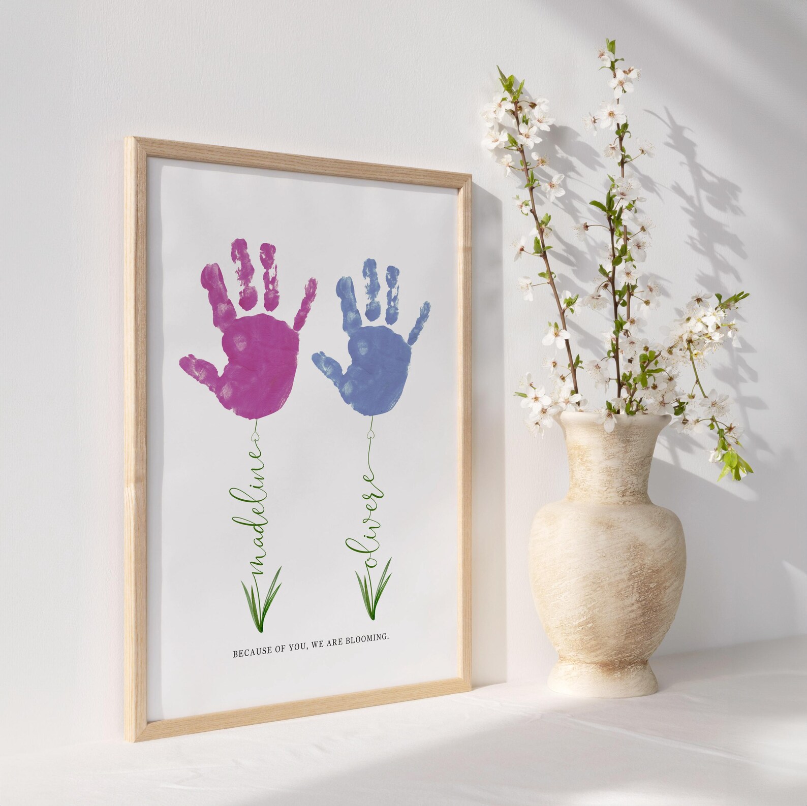 Personalized Handprint Flower Print: Custom Name Stem (digital File) - Etsy