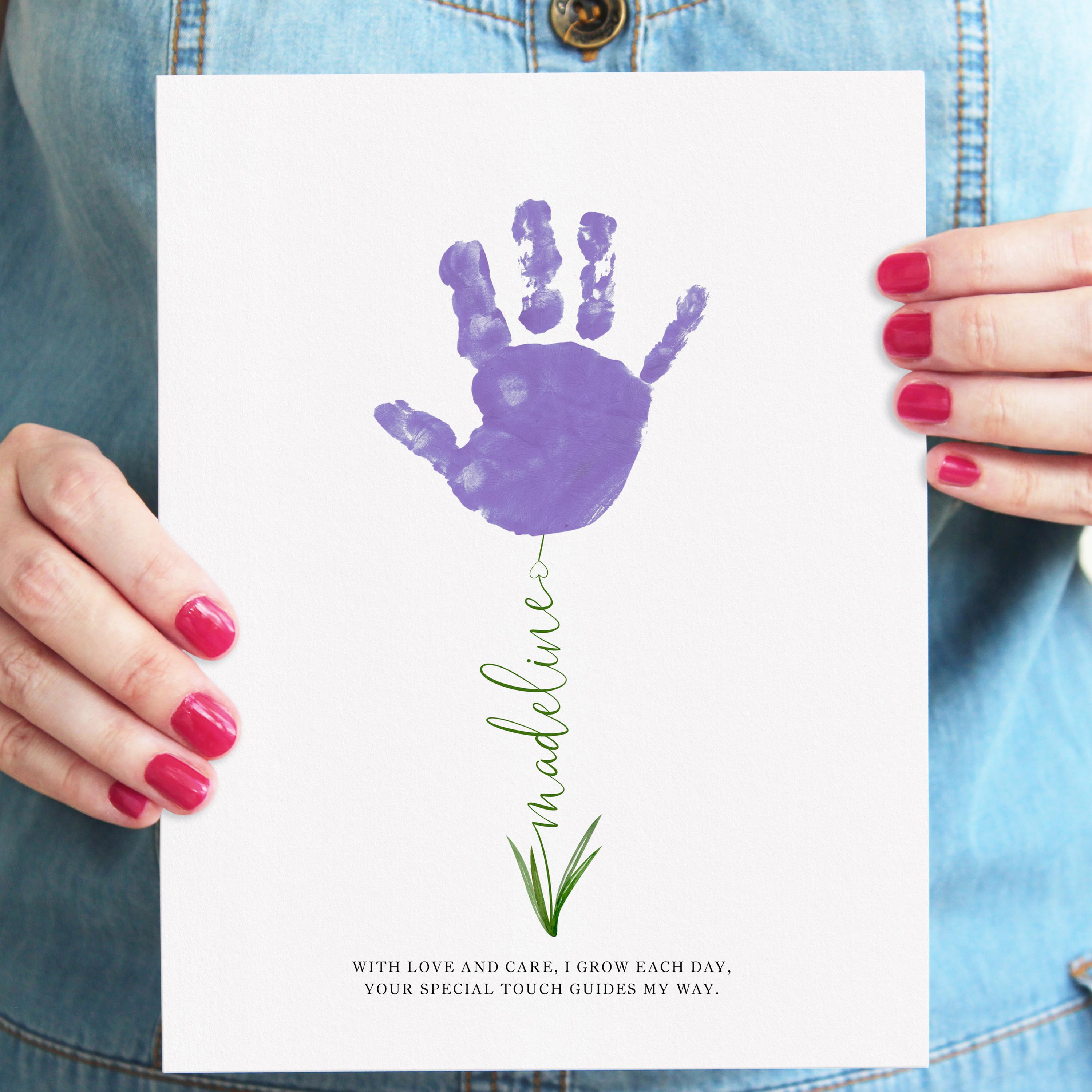 Personalized Handprint Flower Print: Custom Name Stem (digital File) - Etsy