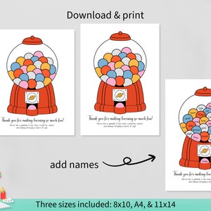 Teacher Appreciation Gift, DIY Printable Keepsake From Class, Gumball ...