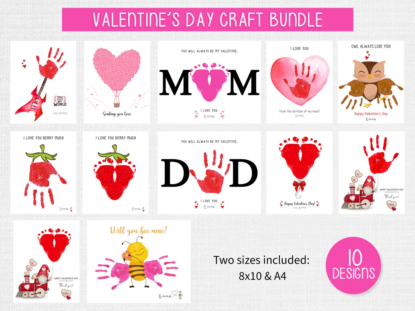 Valentine's Day Craft Bundle DIY Handprint & Footprint - Etsy